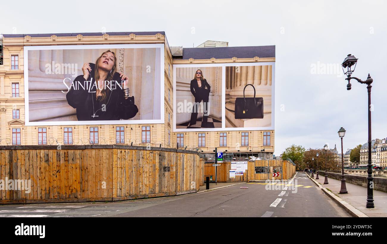 Advertising billboards for the French fashion brand Saint Laurent ...