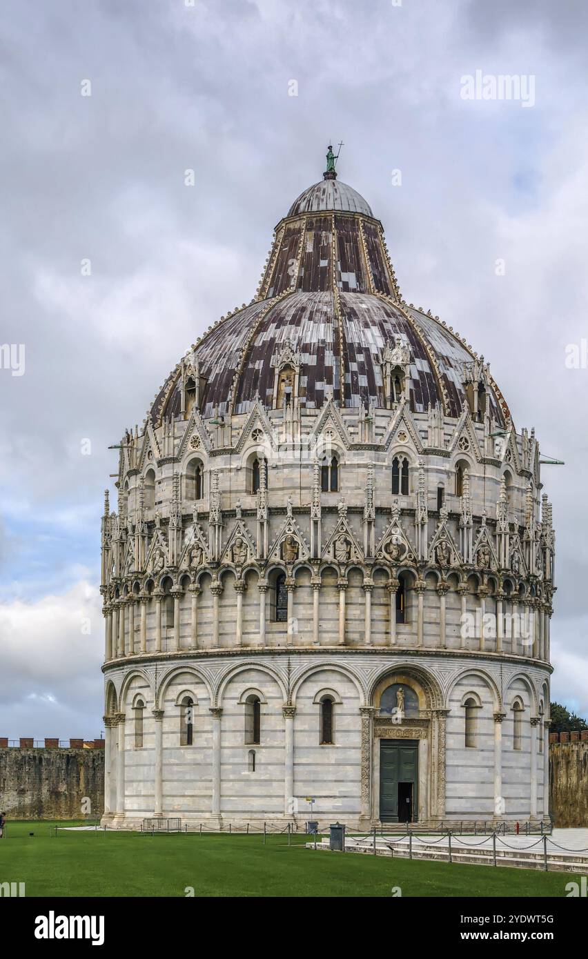 Pisa Baptistry stand on Piazza dei Miracoli in Pisa.The round ...