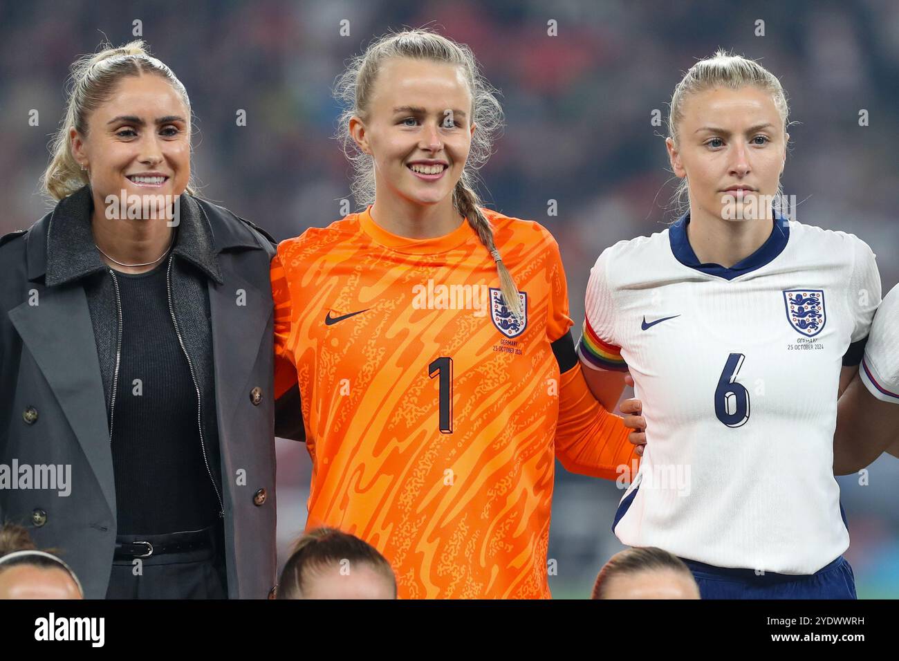 London, UK. 25 October 2024. Steph Houhgton, Hannah Hampton and Leah ...
