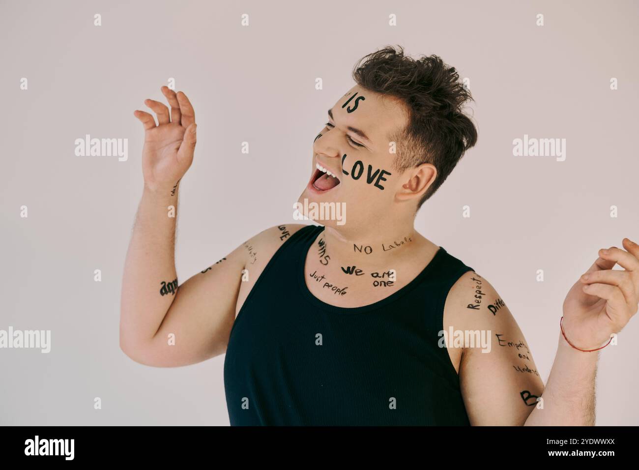 A person with expressive body art celebrates diversity and love with ...