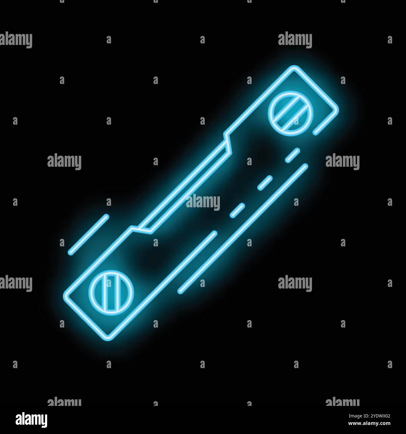 Neon blue spirit level showing gradient and movement on black ...