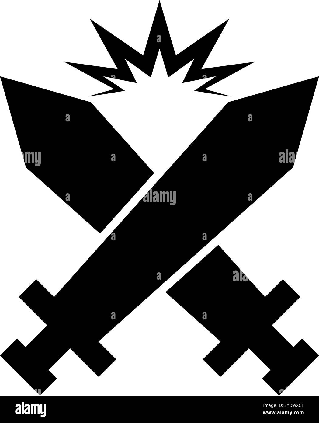 Duel silhouette icon. Crossed swords and emphasis effect. Editable ...