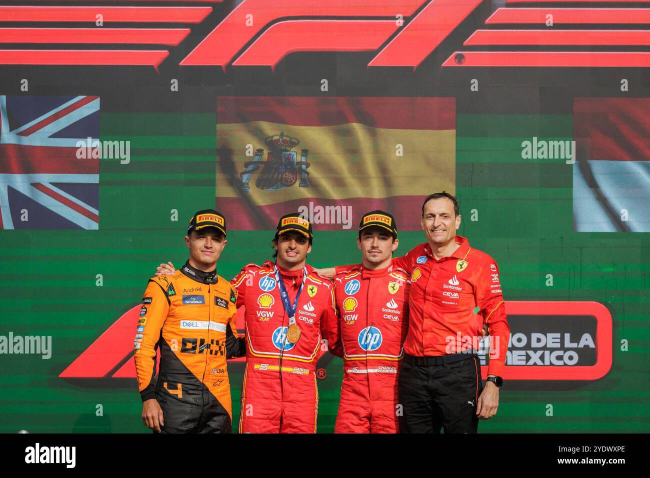 Race winner Carlos Sainz of Spain and Scuderia Ferrari HP (C), Second ...