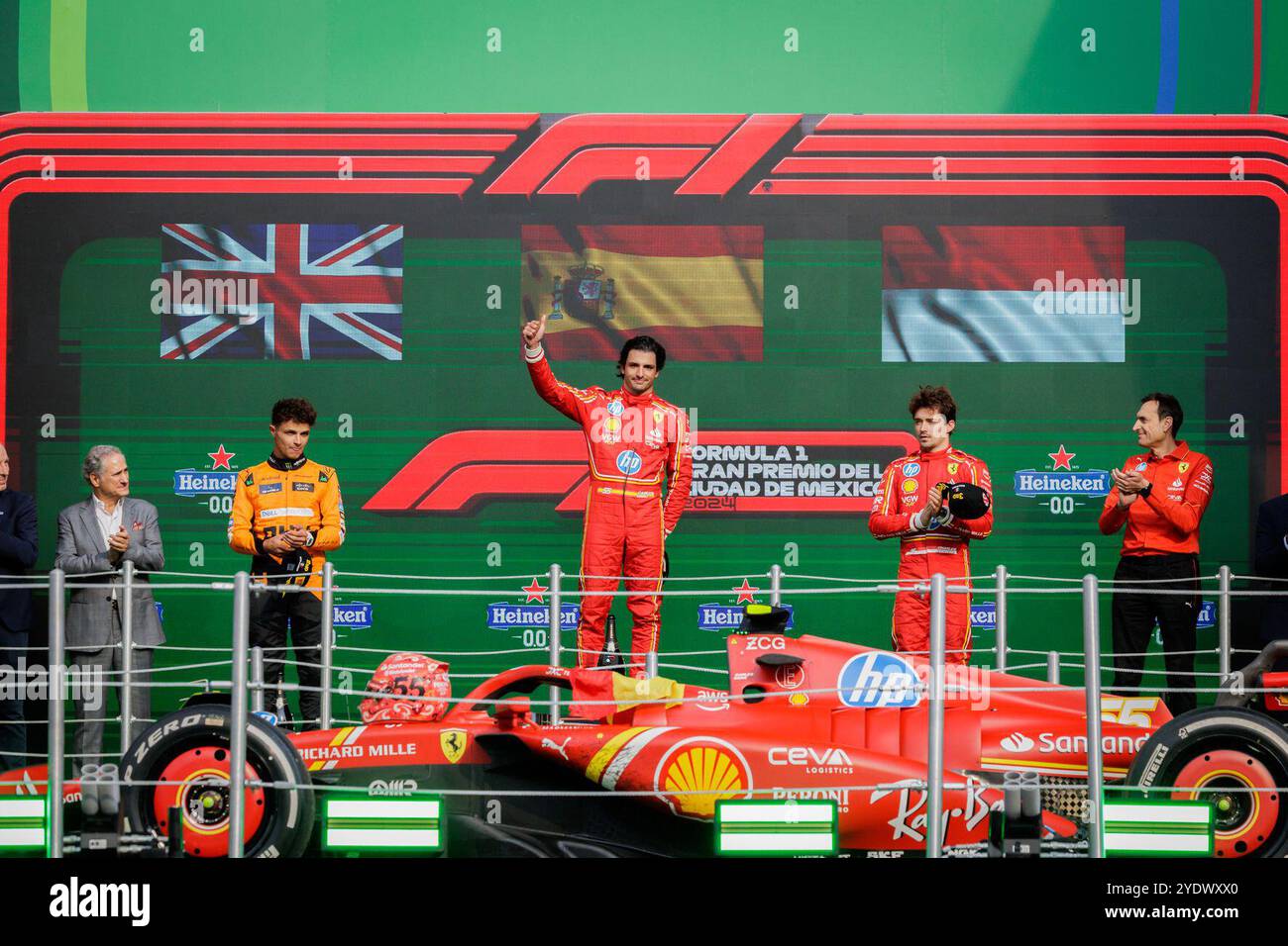 Race winner Carlos Sainz of Spain and Scuderia Ferrari HP (C), Second ...