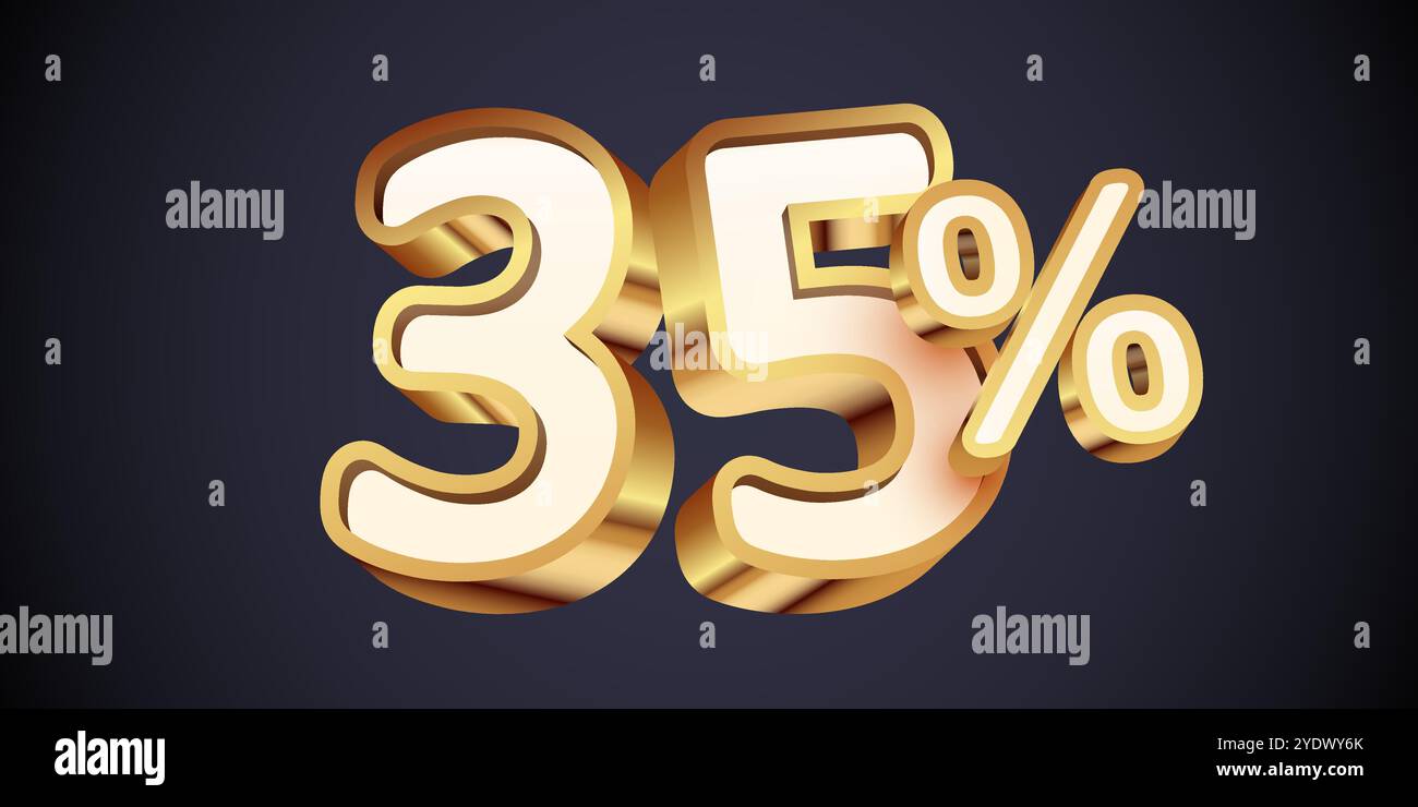 35 percent Off. 3d golden number 35. Sale banner and poster. Vector ...