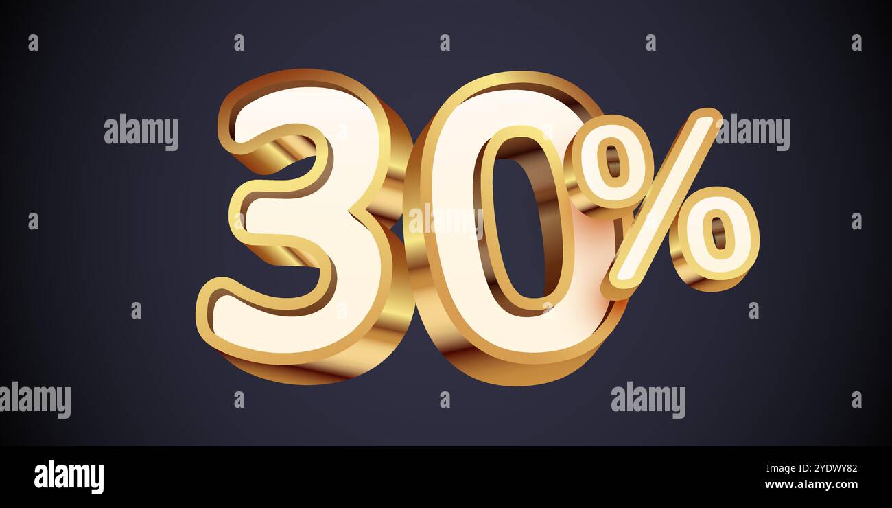 30 percent Off. 3d golden number 30. Sale banner and poster. Vector illustration Stock Vector ...
