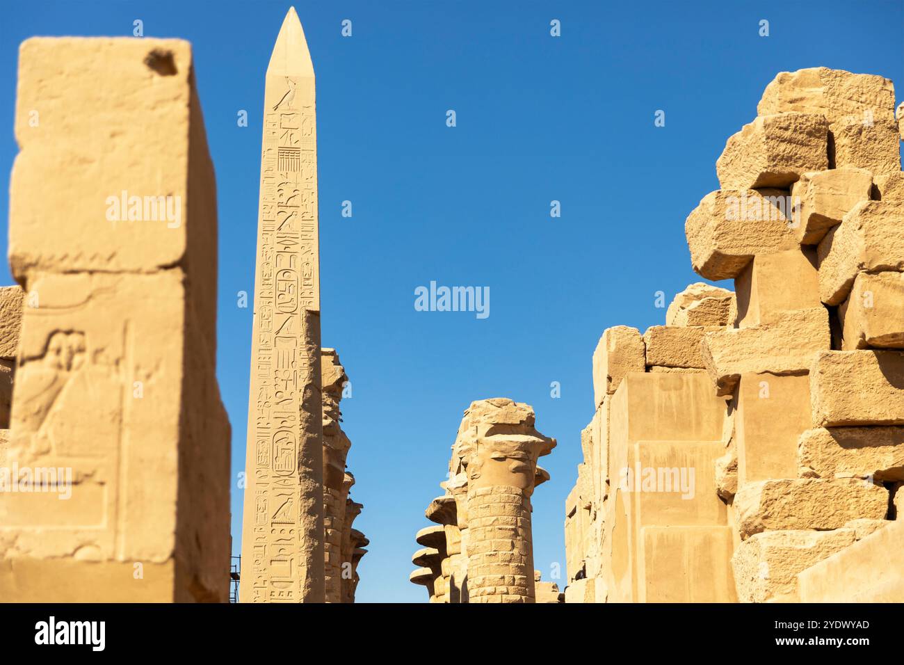 Luxor, Egypt; January 16, 2024: The Sun-Kissed Obelisk of Karnak, a ...