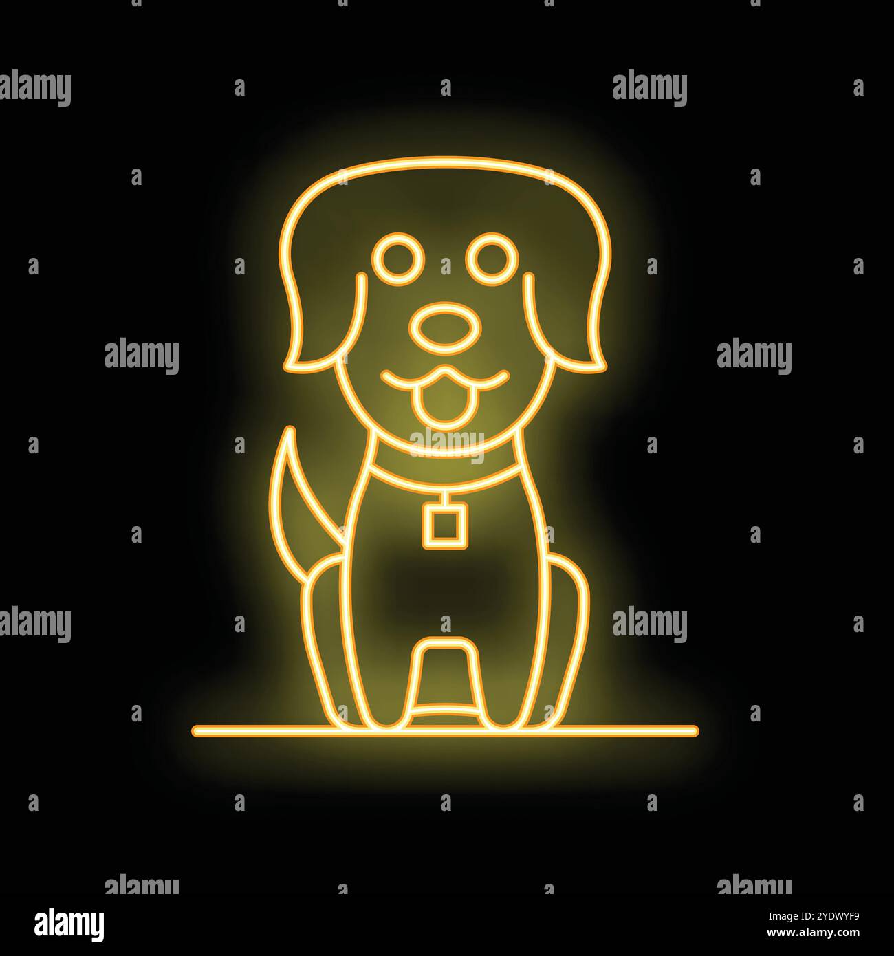 Yellow neon sign of a golden labrador retriever dog sitting with its ...