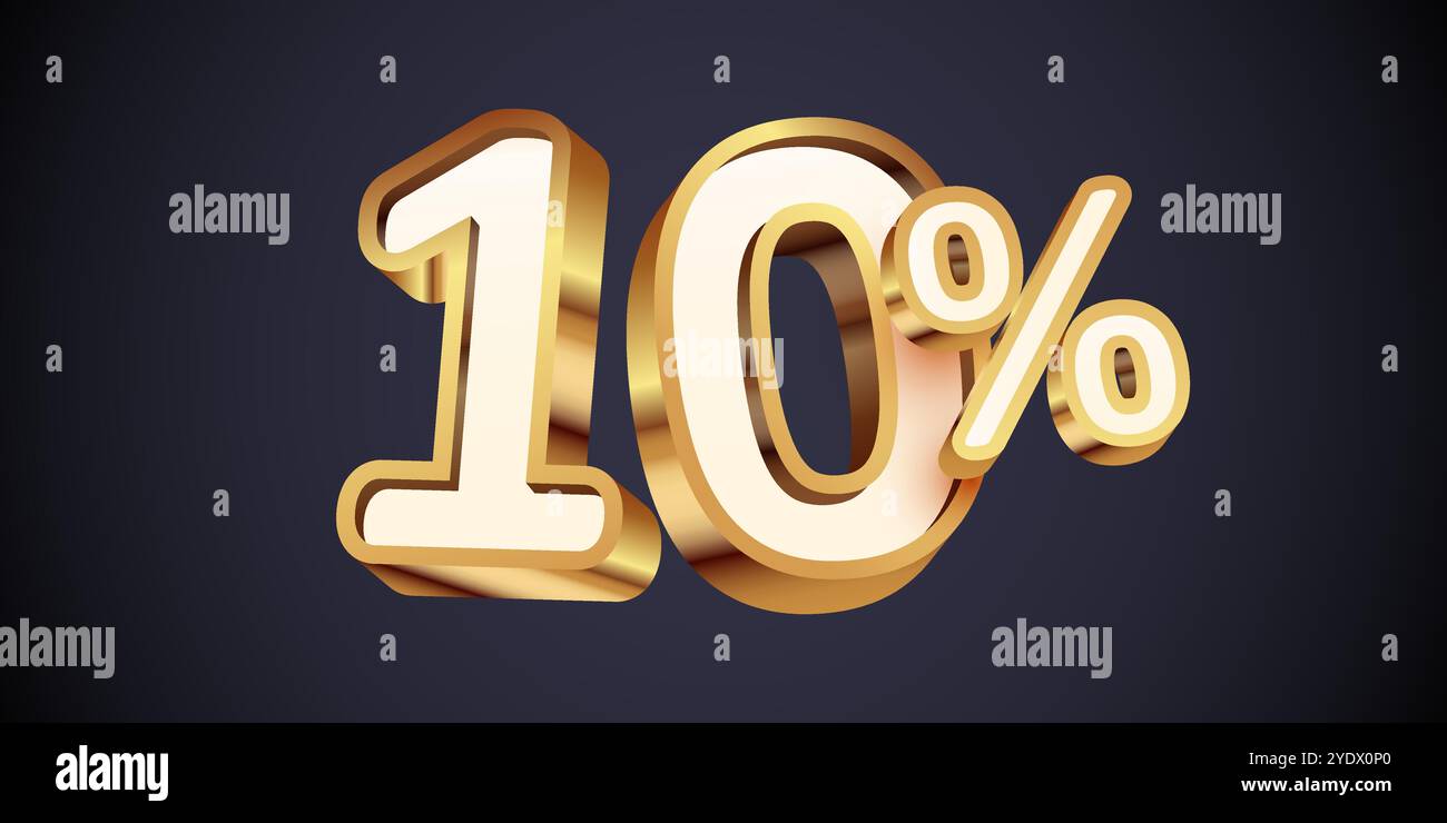 10 percent Off. 3d golden number 10. Sale banner and poster. Vector illustration Stock Vector ...