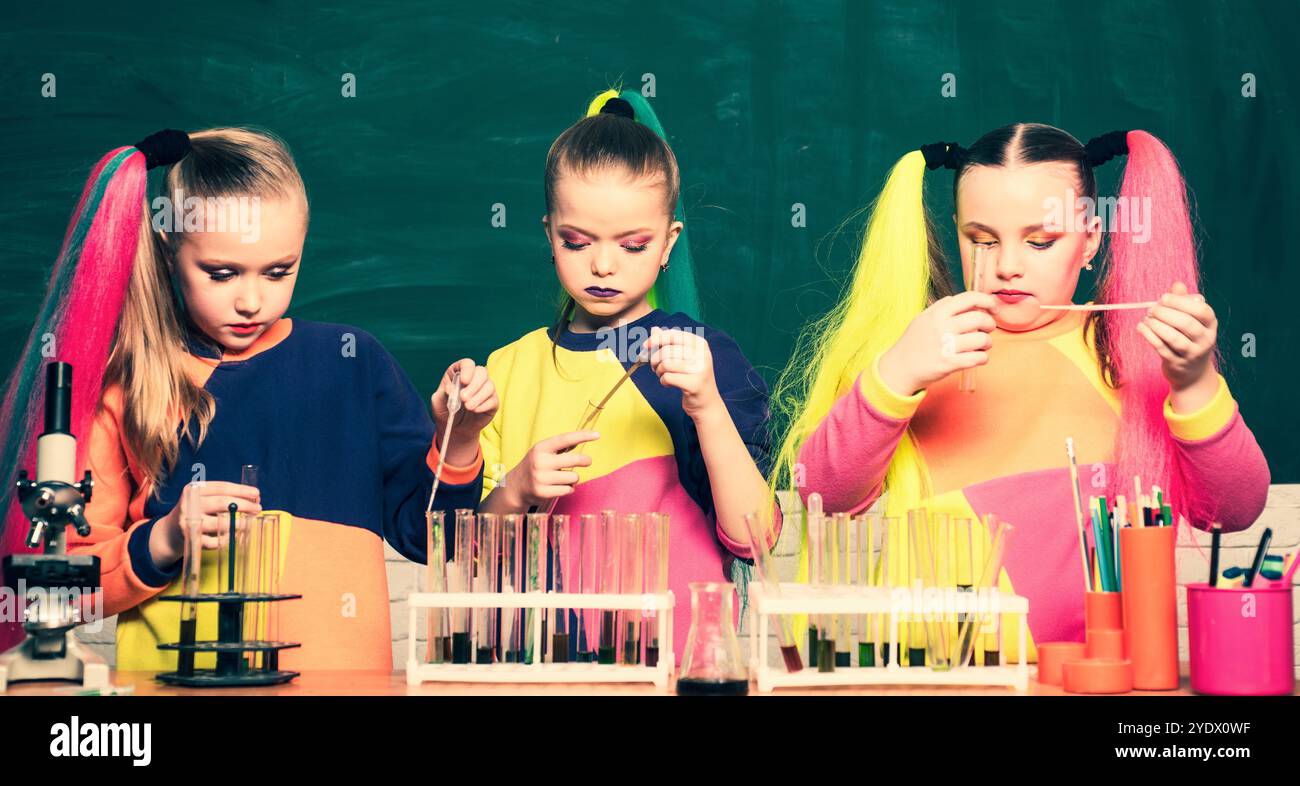 Easy Science. The students doing a chemical experiment in laboratory at ...