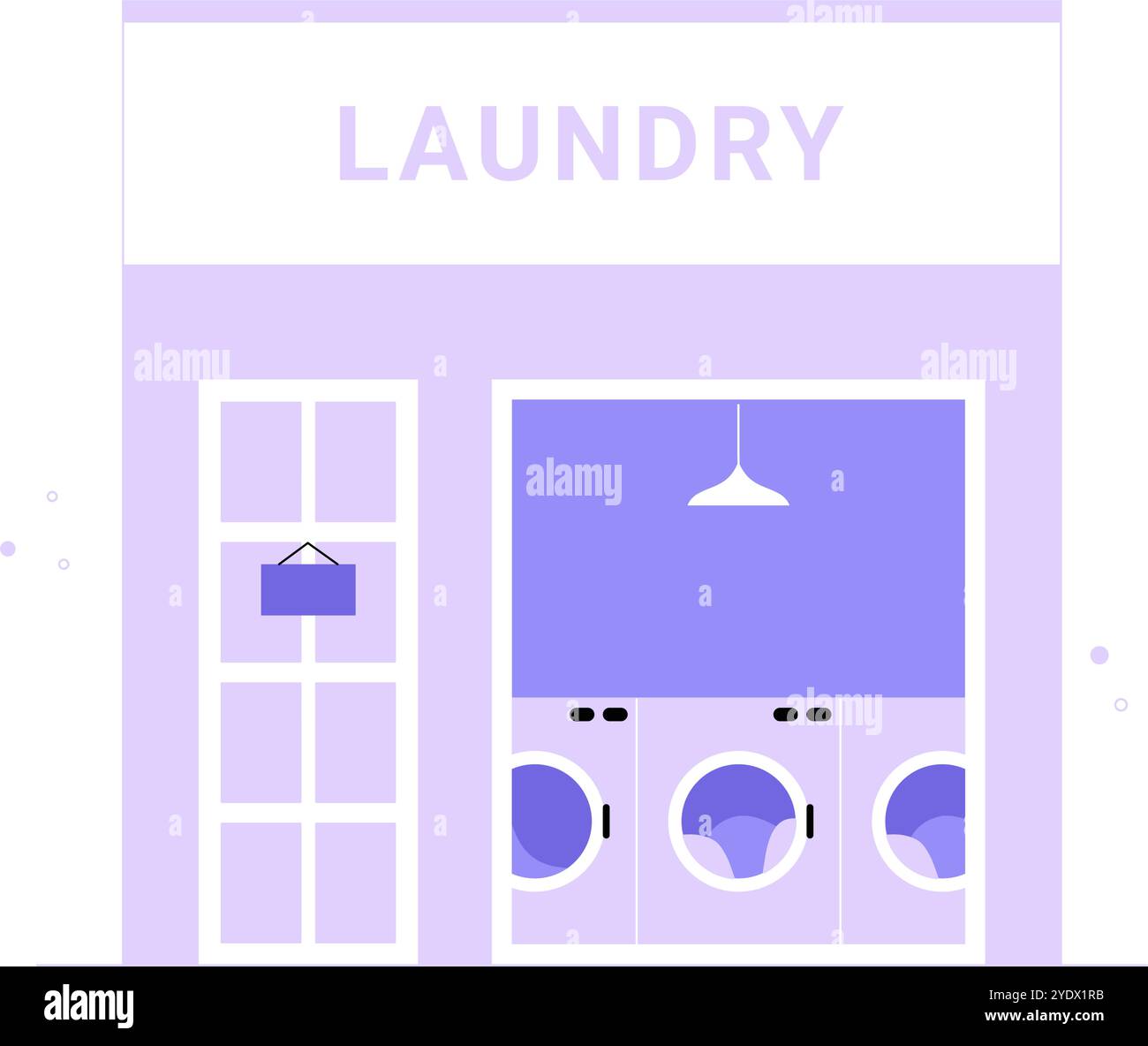 Laundry Storefront With Washing Machines In Flat Vector Illustration ...