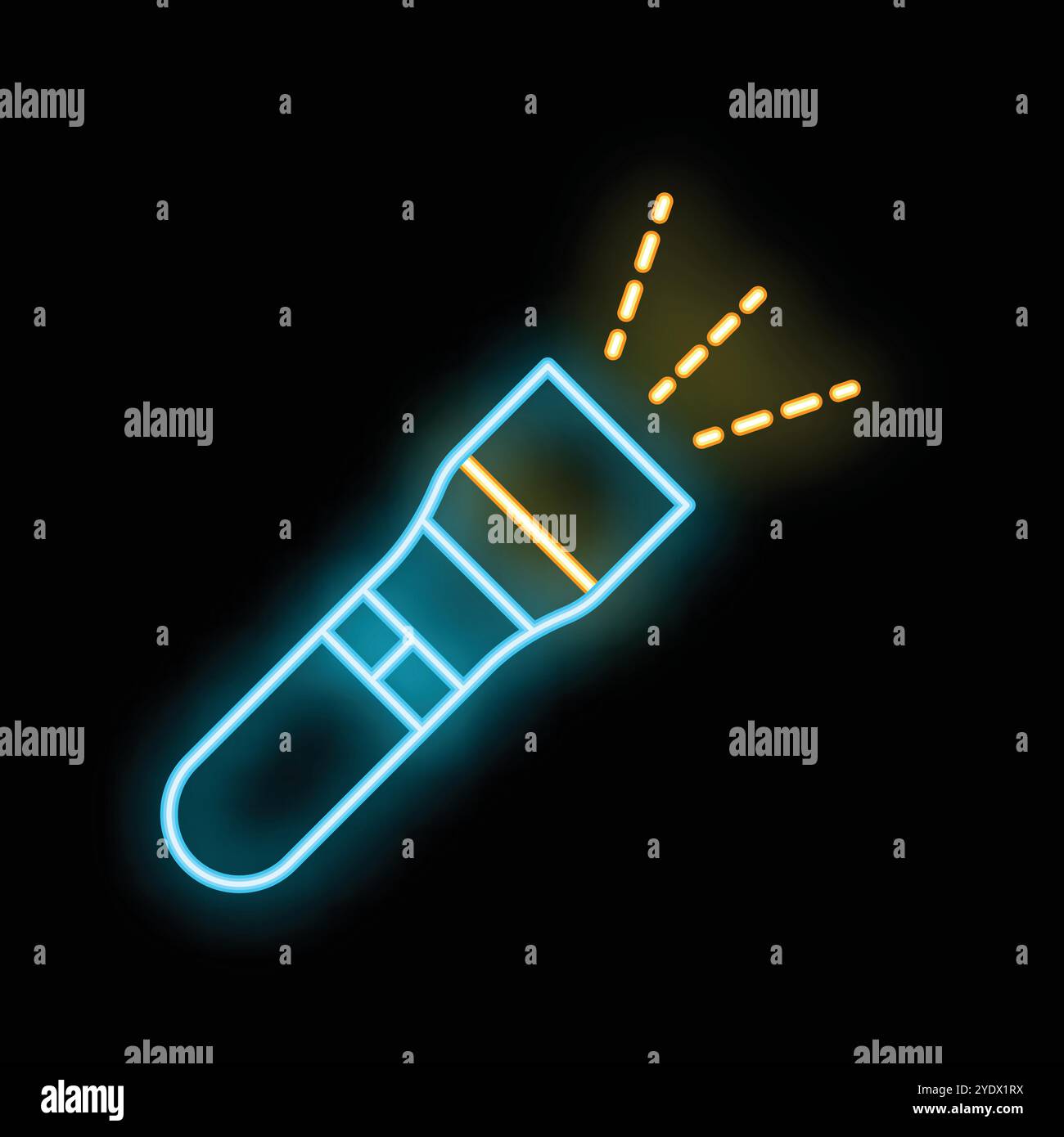 Neon flashlight shining in the darkness, creating a bright beam of ...