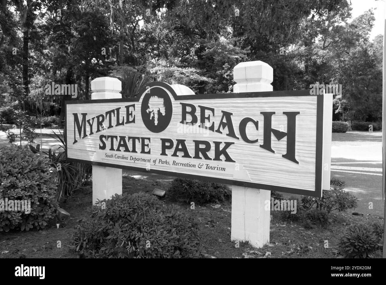 Entrance sign at Myrtle Beach State Park in South Carolina, USA. The ...