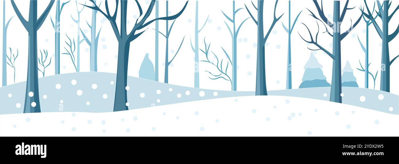 A serene winter landscape featuring snow-covered trees and hills ...