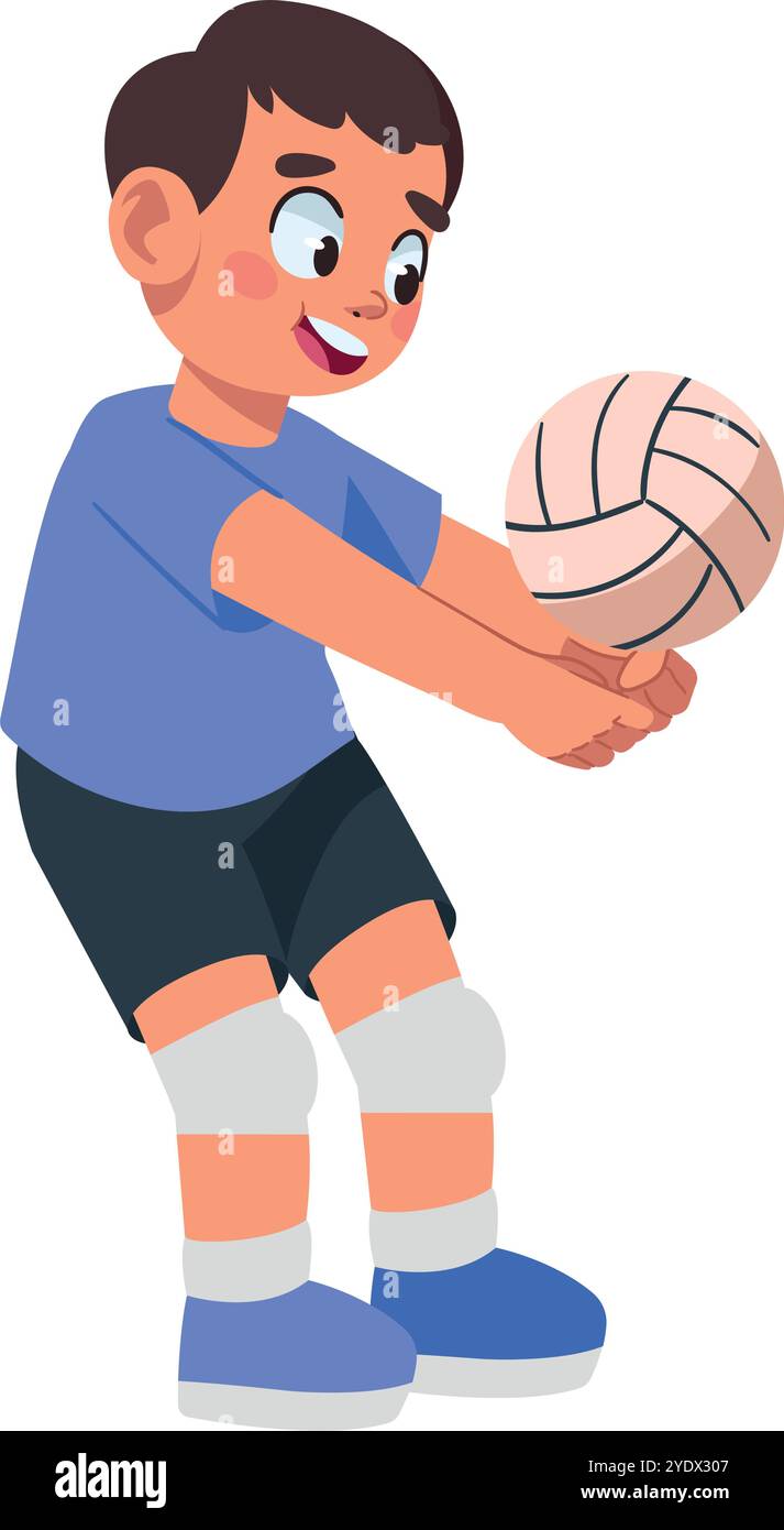 cute boy practicing volleyball Stock Vector Image & Art - Alamy