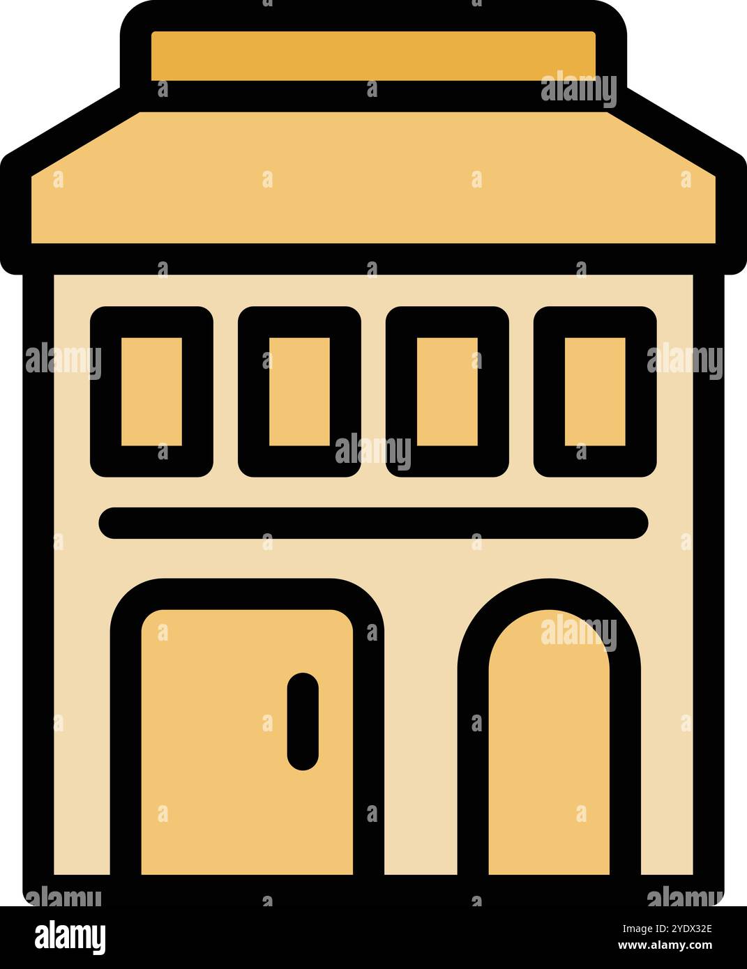 Simple vector icon of a two story building facade with an awning ...