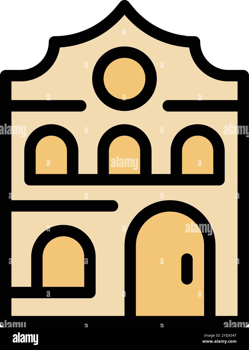 Simple icon representing an old city hall building, with arched windows ...