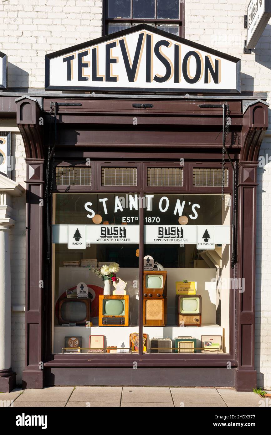 Vintage Television Storefront with Retro TV Displays Stock Photo - Alamy