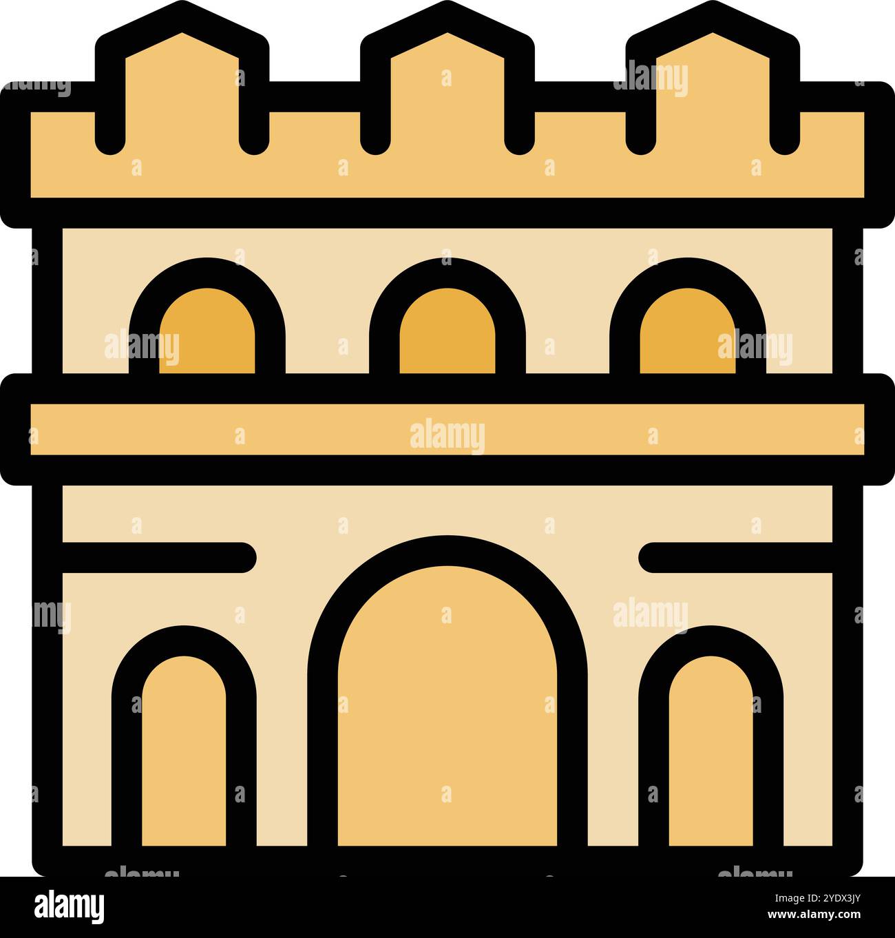 This colorful vector illustration depicts a triumphal arch, highlighting its architectural ...