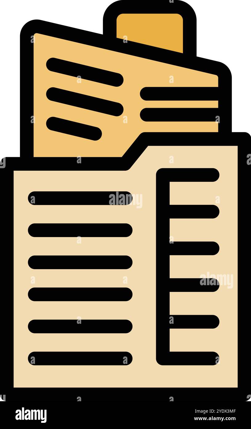 This vector illustration shows a folder storing a building ...