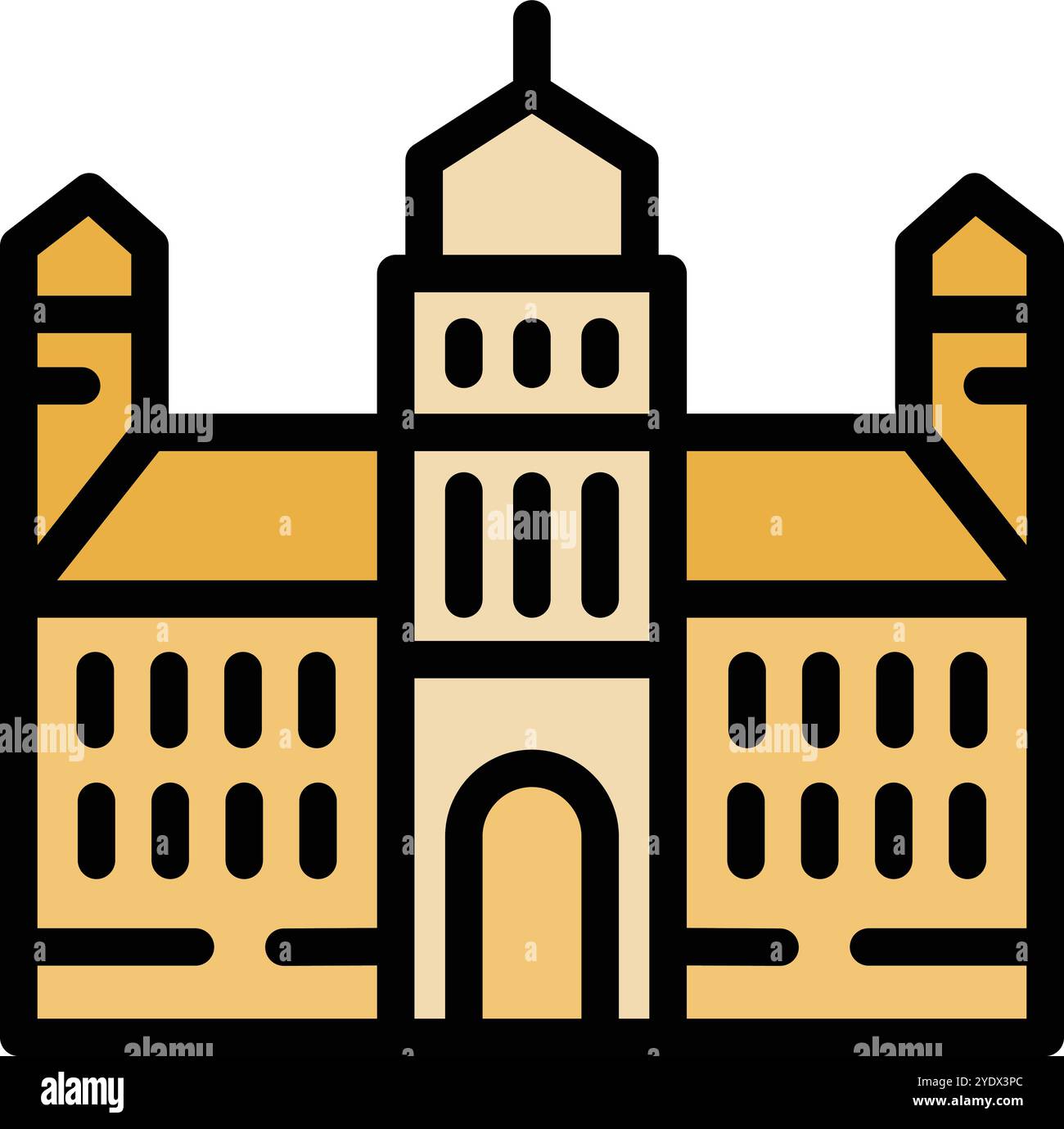 University building with big entrance and windows icon, filled outline ...