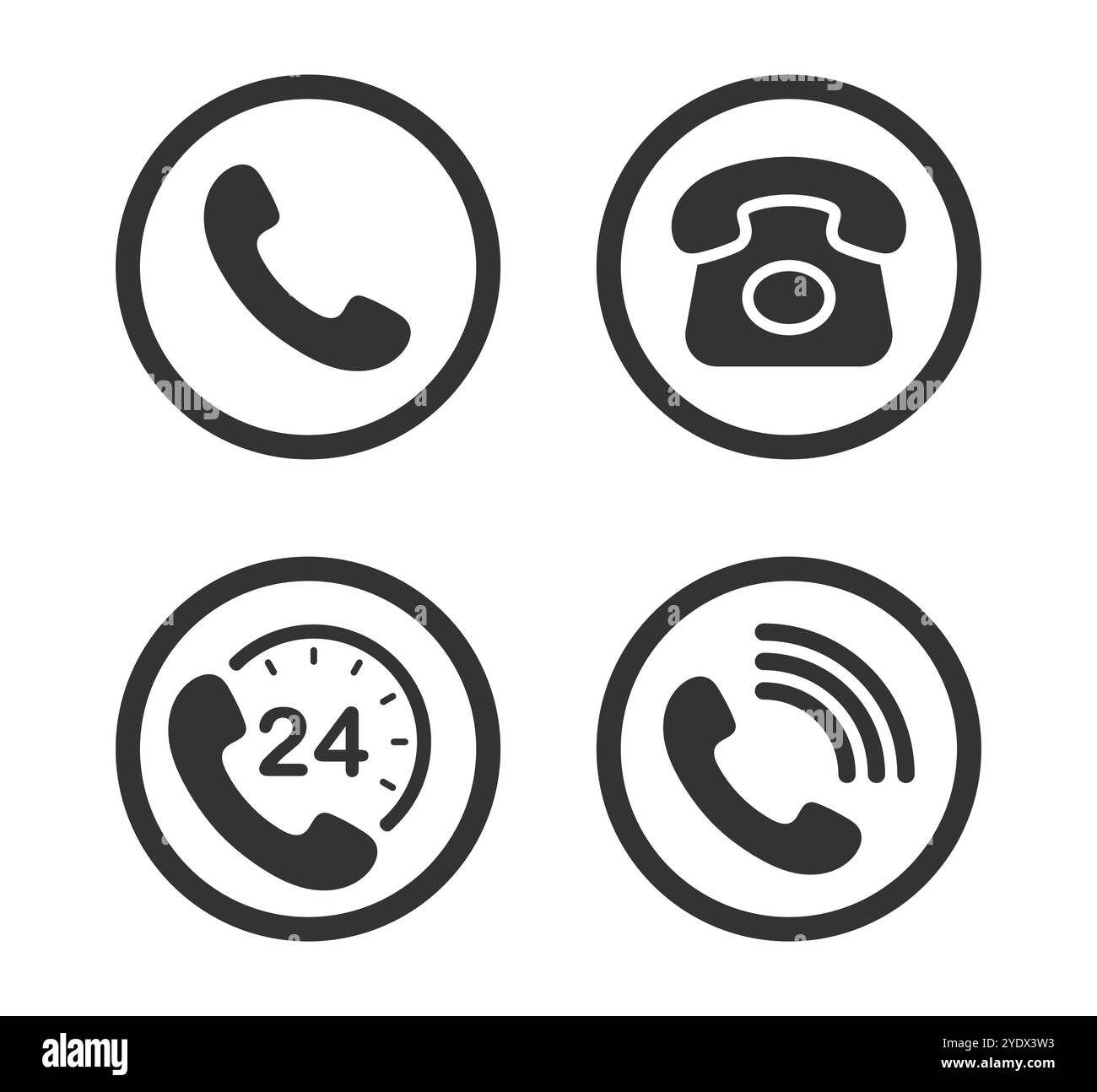 Phone contact connection icon symbol set. Old phone logo sign shape ...