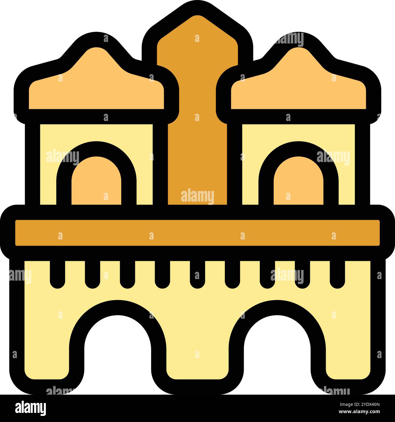 This icon depicts an ancient building with arches and towers ...