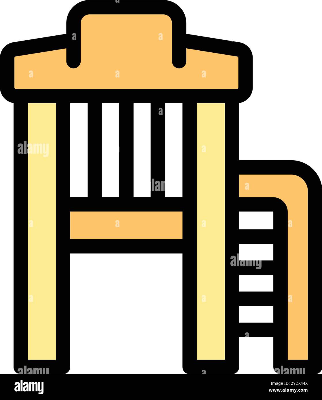 Simple icon of children's playground slide with stairs, isolated vector illustration in flat ...
