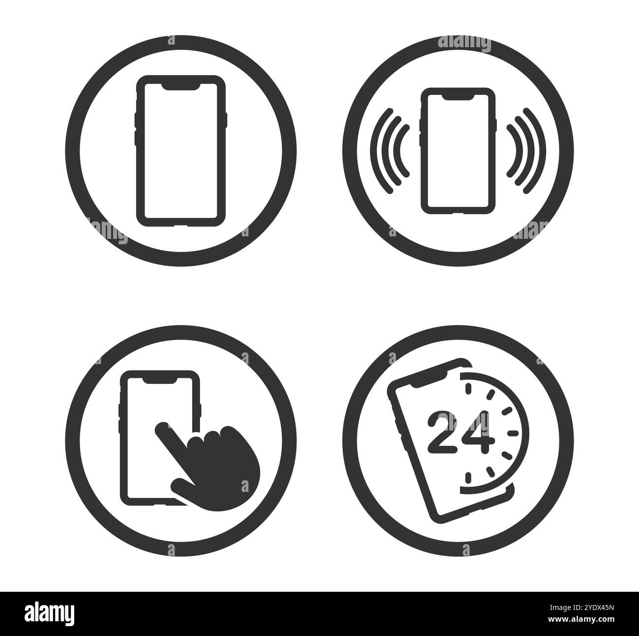 Phone contact connection icon symbol set. Old phone logo sign shape ...