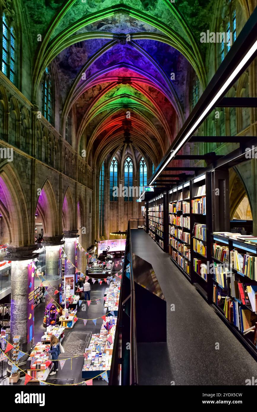 Interior of Dominicanen bookshop housed in a converted medieval church ...