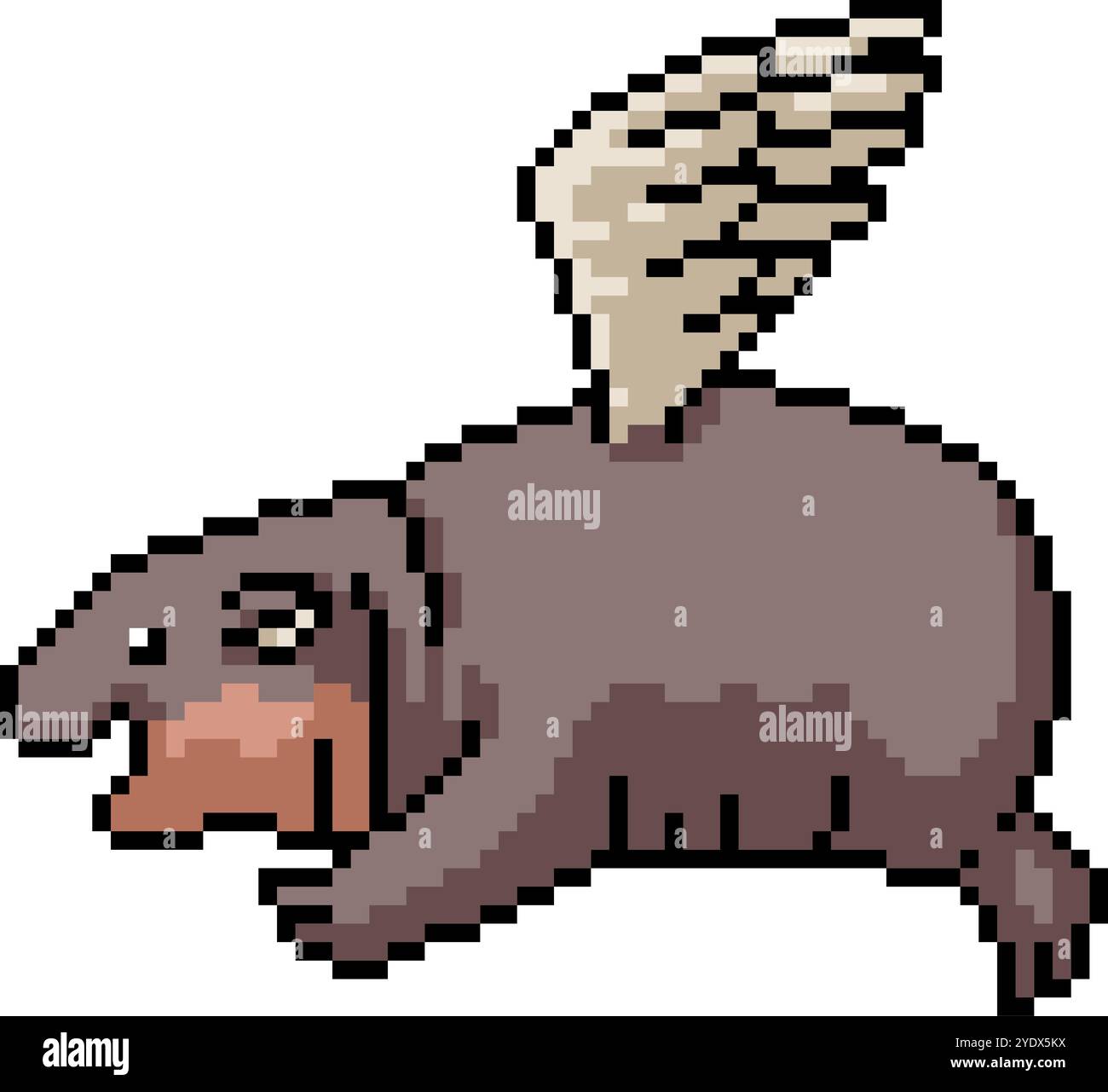 pixel art of hippo with wing flying isolated background Stock Vector ...