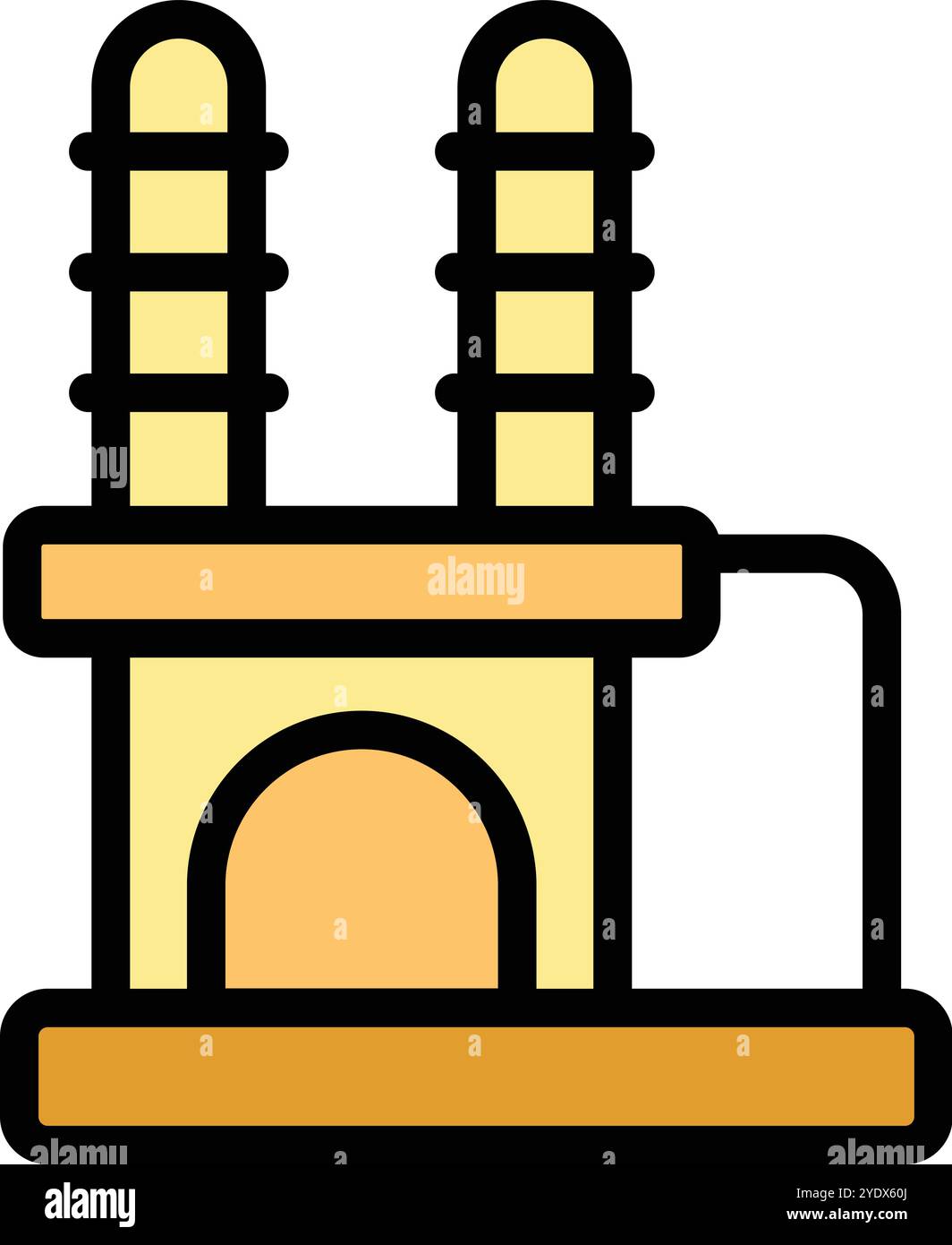 Simple icon of a transformer station supplying electricity to the power ...