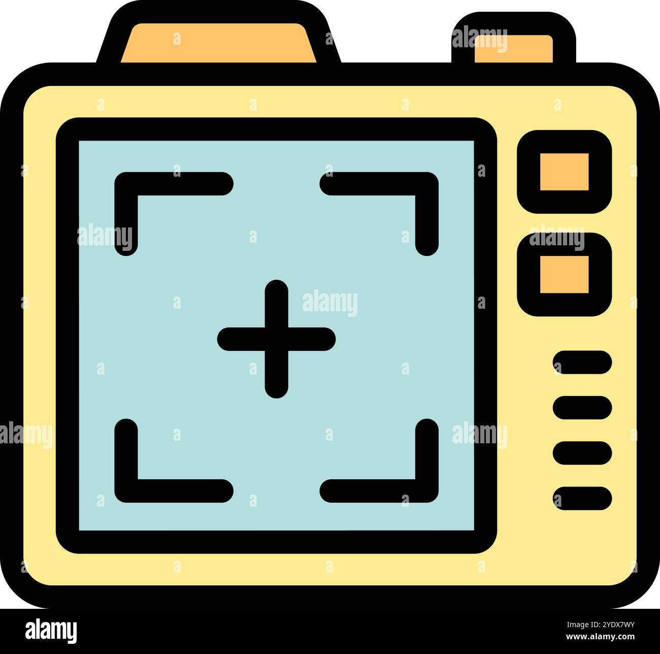 Digital camera viewfinder showing the focus point for taking a picture ...