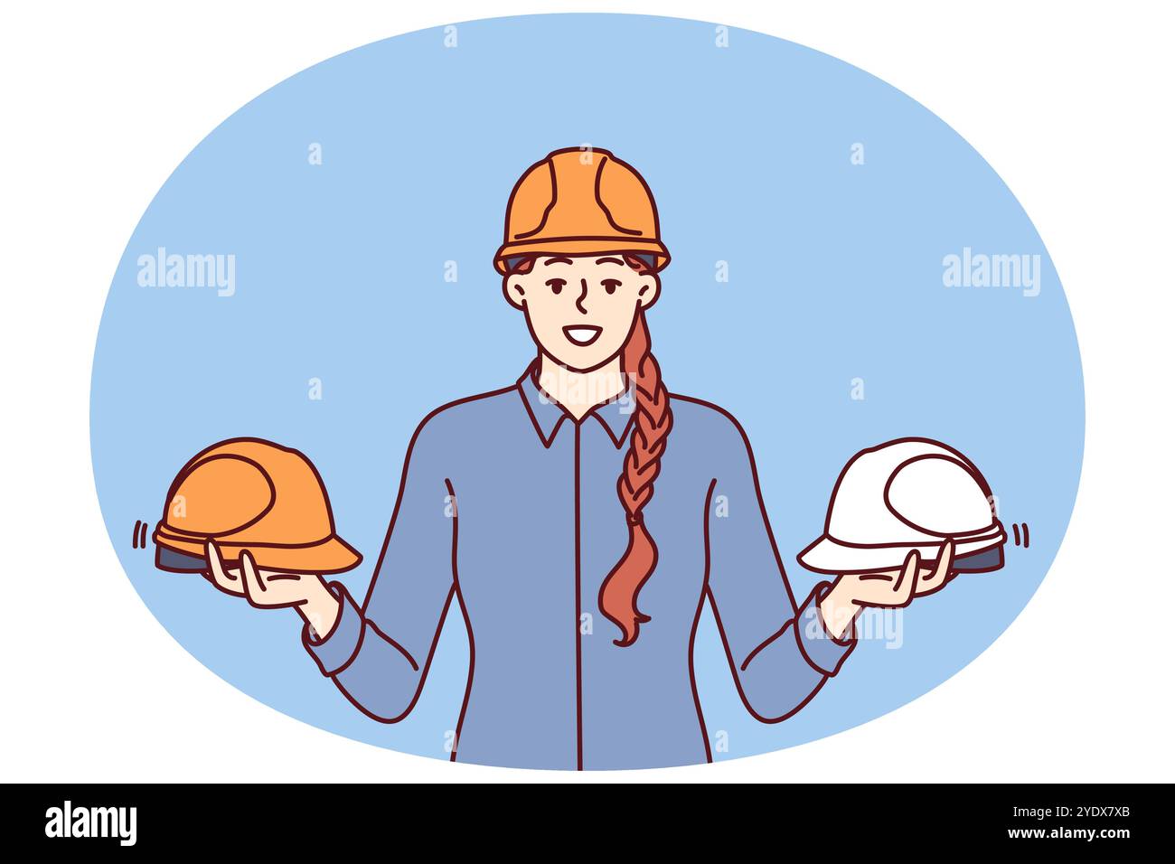Workers in safety helmets observe hi-res stock photography and images ...