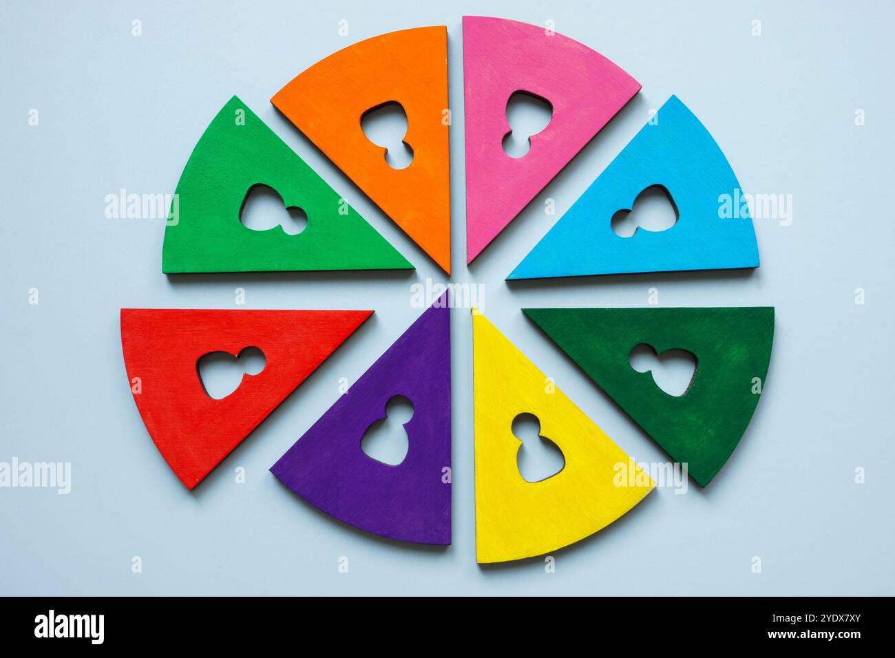 Circle divided into colorful sections with human figures as diversity ...