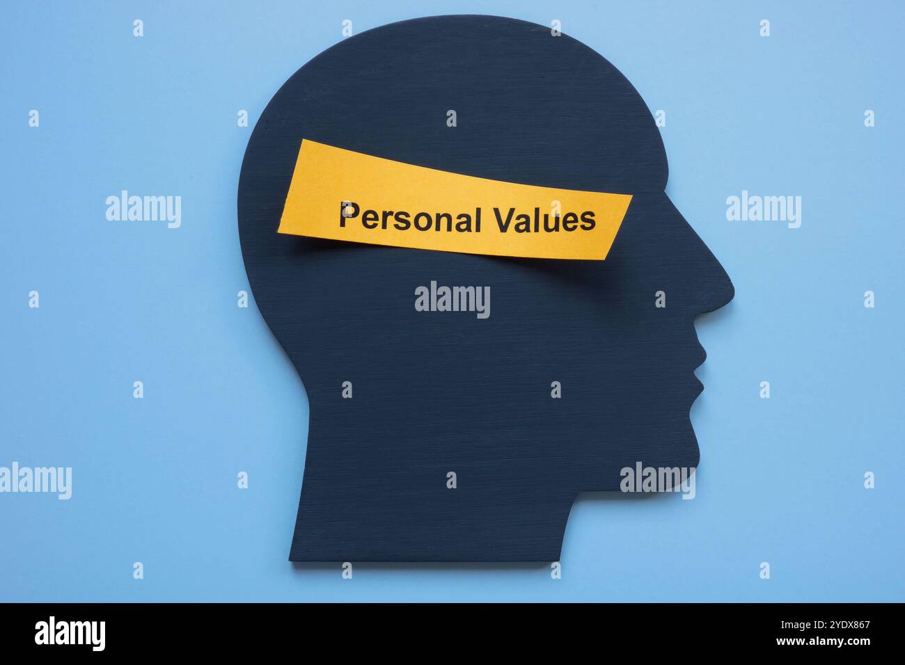 Model head with personal values words. Self-awareness and inner ...