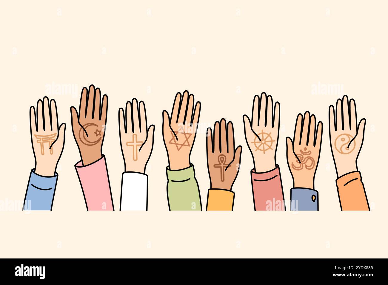 World religions day is celebrated by multiracial people by raising ...