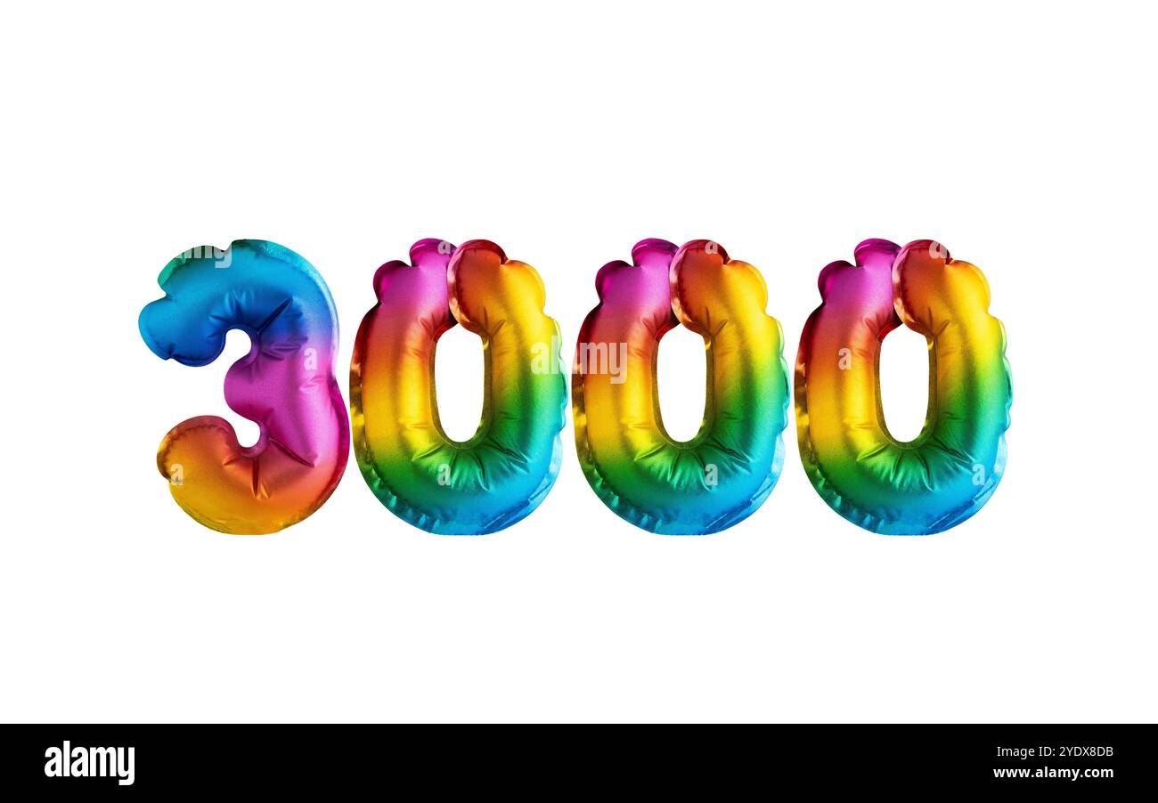 Number 3000 Balloons - Number of followers and views Stock Photo - Alamy