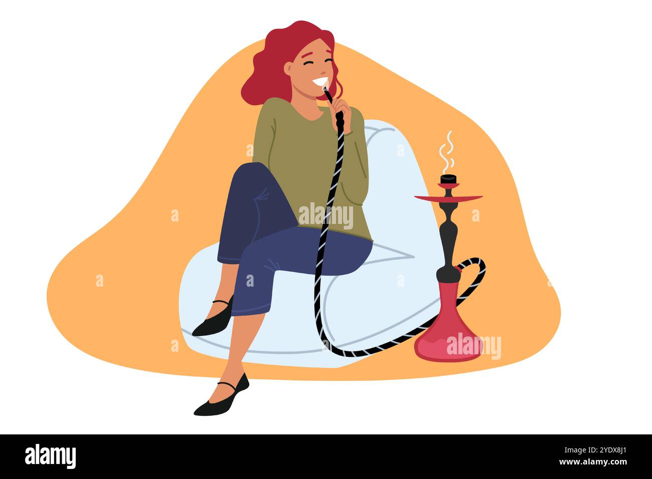 Woman smoking hookah in nightclub Stock Vector Images - Alamy