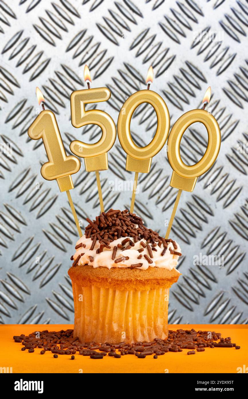 Candles in the shape of the number 1500 - Cupcake on industrial ...