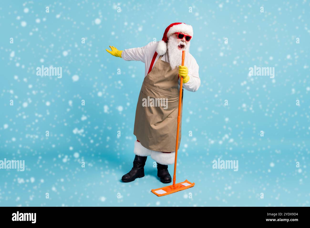 Full length body size view of his he nice attractive glad cheerful ...