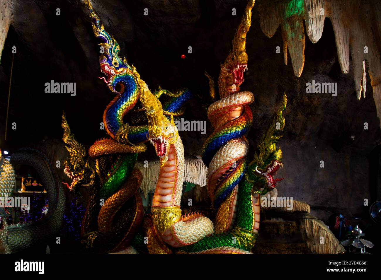 Ancient naga or antique naka statue for thai people travel visit ...