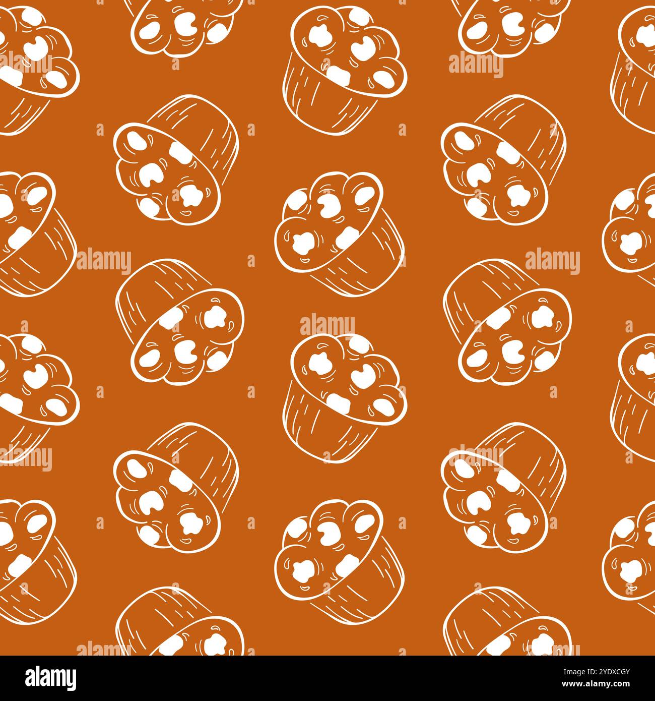 Seamless pattern of hand drawn muffin on brown background. Ideal for ...