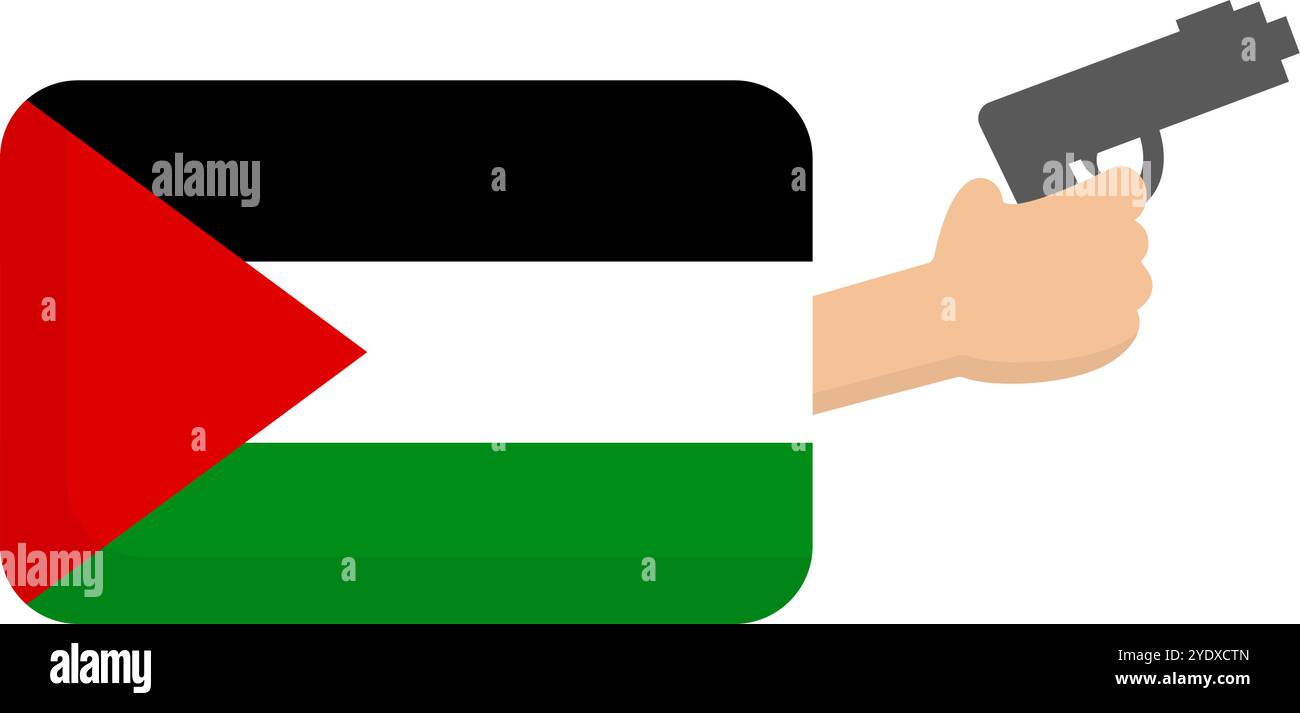 Hand holding gun and Palestinian flag. Hamas. Editable vector Stock ...