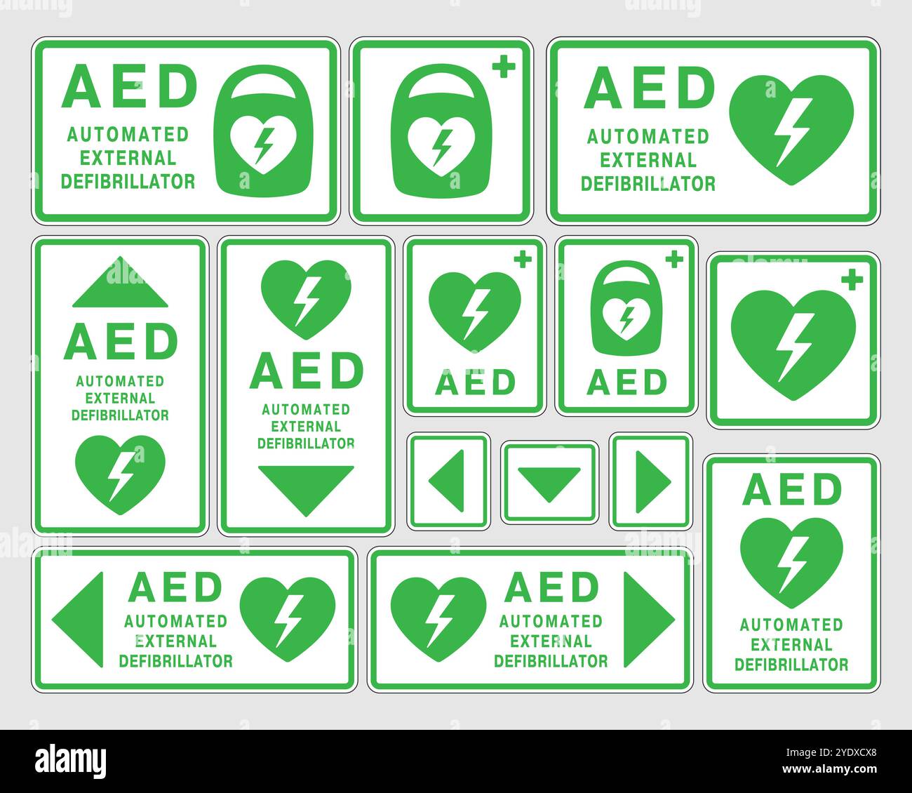 AED emergency defibrillator icon sign symbol. First aid Automated ...
