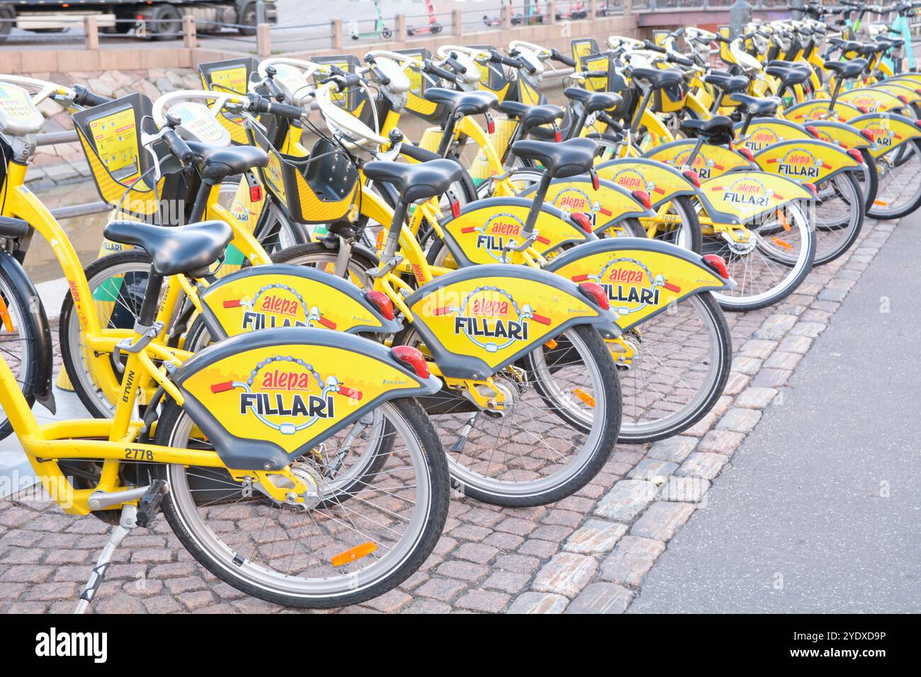 Helsinki Bike Hire Scheme - City Bikes for hire by the public in Helsinki, Finland Stock Photo ...
