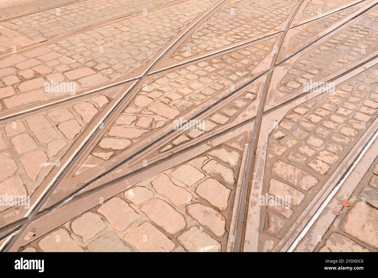 Tramline intersection with multiple rails in Helsinki, Finland Stock ...