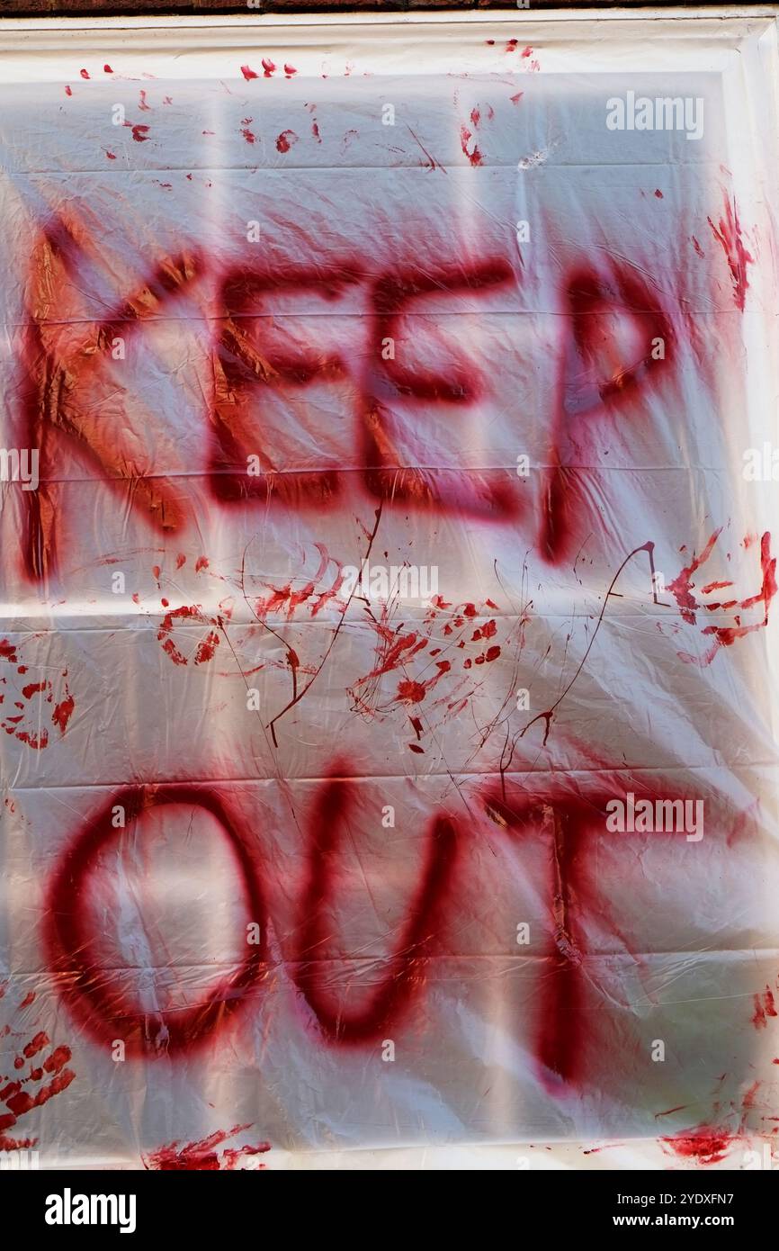 Lincoln, Lincolnshire, UK, England, blood stained sheets saying keep ...