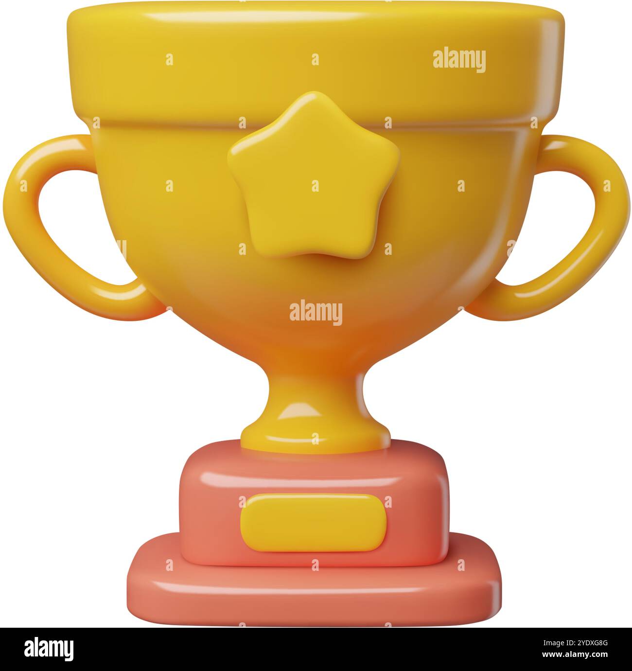 3D vector trophy cup icon with a star. Cute minimal gold winner award ...