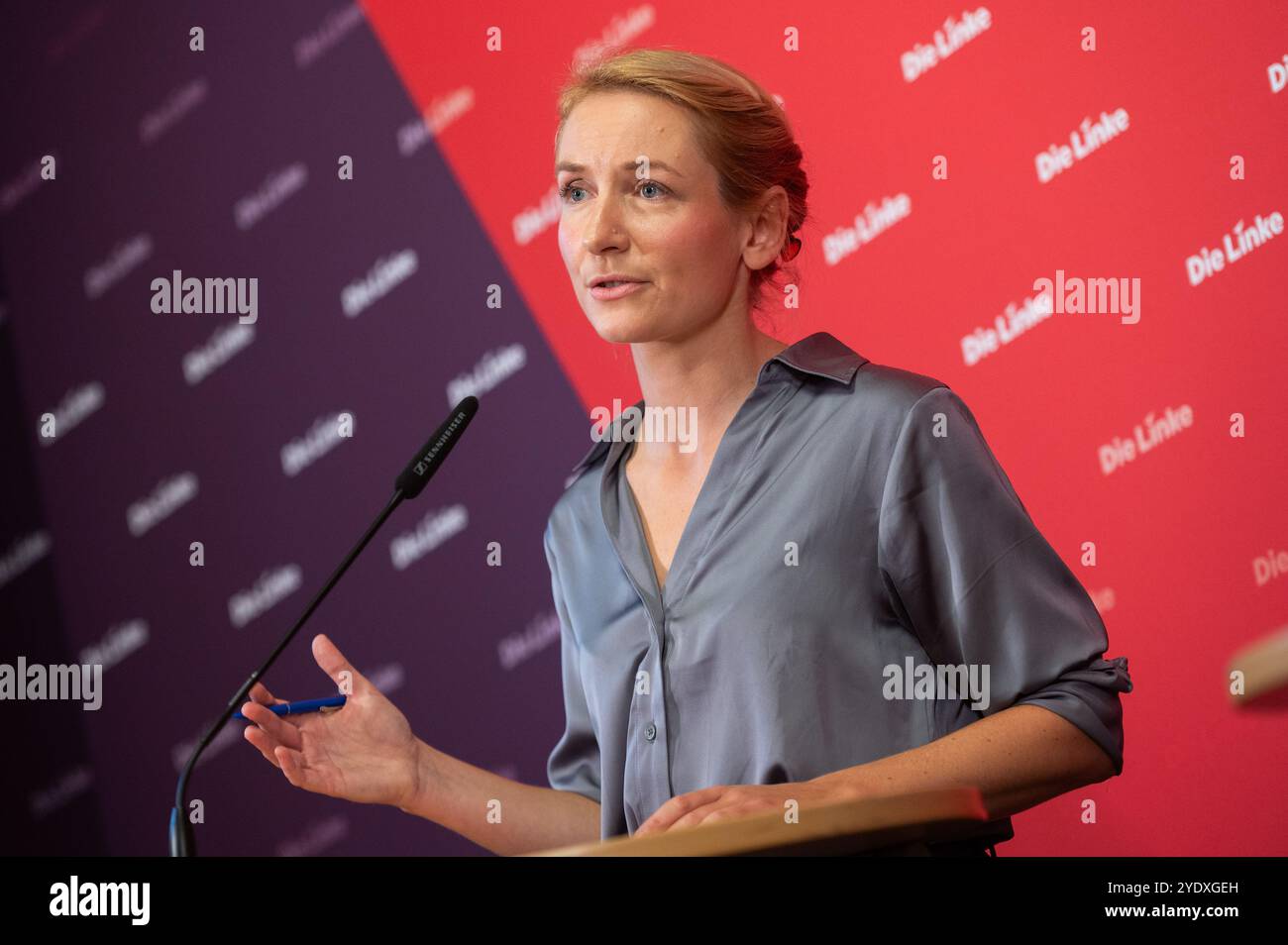Berlin, Germany. 28th Oct, 2024. Ines Schwerdtner, party chairwoman of ...